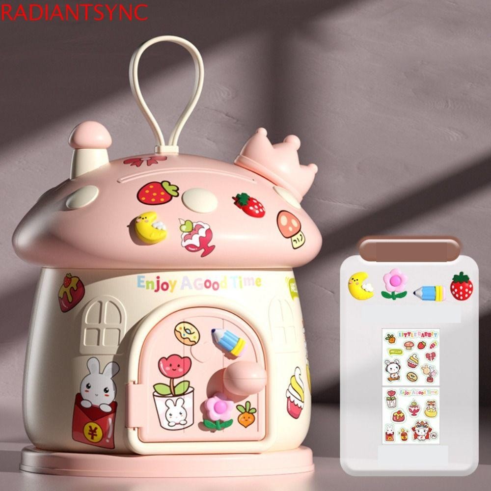 Radiantsync เห็ด Moulding Piggy Bank, 3D สติกเกอร์ประหยัดเงินเด็กการ์ตูนกล่องเงิน, Kawaii ...