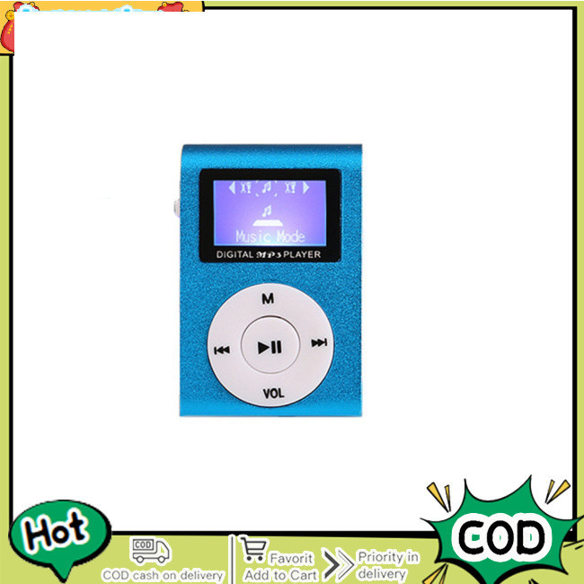Mini Cube Clip-type Mp3 Player Display ลําโพงเพลงแบบพกพาแบบชาร์จไฟได้พร้อมหูฟังสาย Usb | Shopee ...
