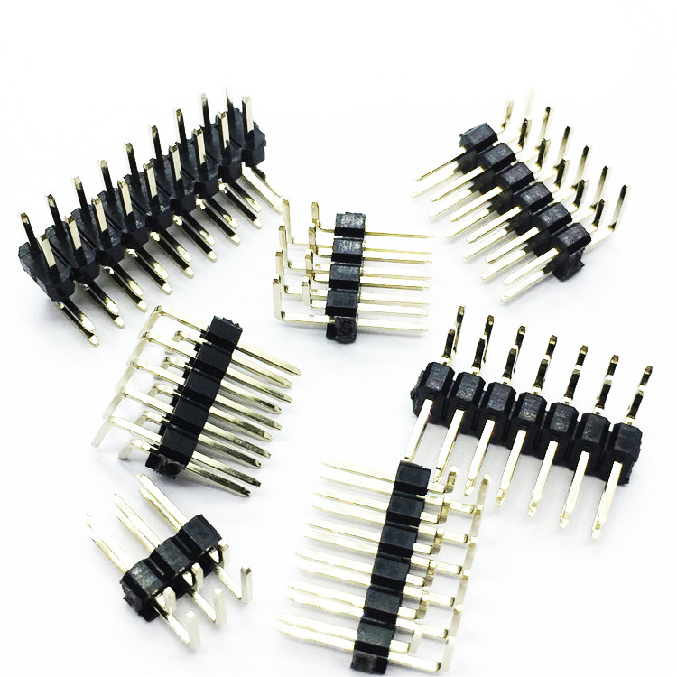 2.54 มม.Pitch Double Row Curved Pin Header Pin 90 องศา 2 * 3/4/5/6/8/10 ...
