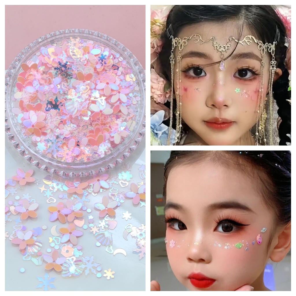 3d สีสัน Shell Face สติ๊กเกอร์ตกแต่ง Pearl Diamond Stage แสดงตาแต่งหน้า ...