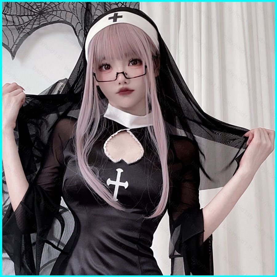 Rt Halloween monastery Convent แม่ชีเลดี้ลูกไม้ headscarf cross Gothic ...