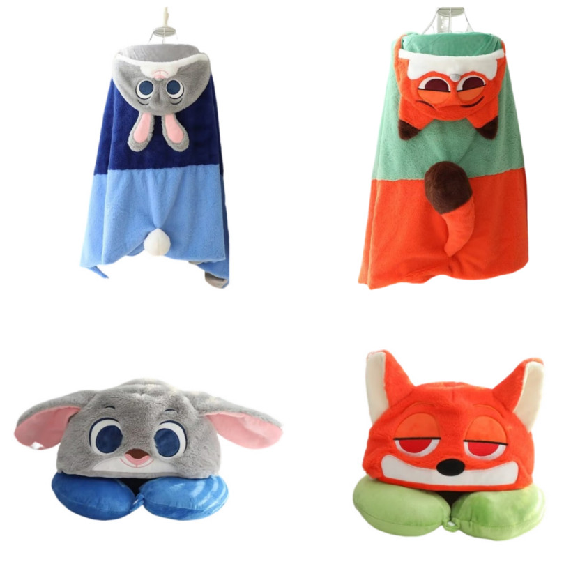 Crazy Animal City Judy Rabbit Fox Nick หมอนรองคอในรถมีฮู้ดการ์ตูนผ้าห่ม ...
