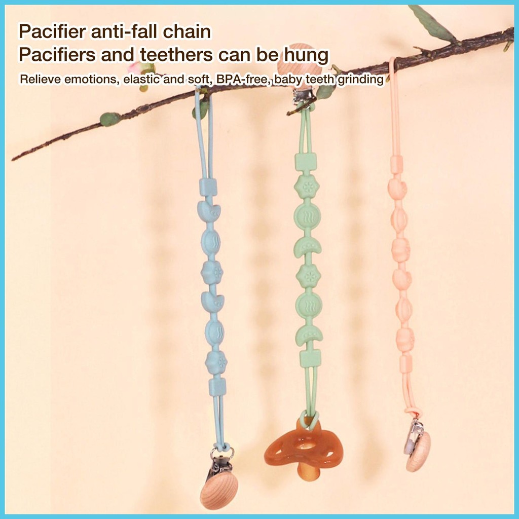 ซิลิโคน Pacifier ผู้ถือยืดสาว Pacifier คลิป Pacifier Chains Reusable ...
