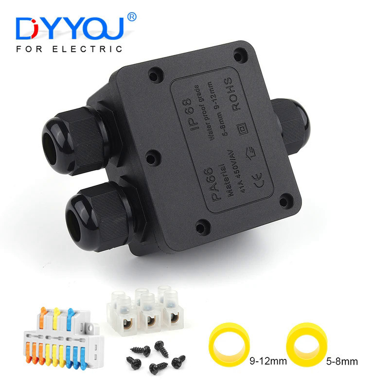 IP68 3 Way Waterproof Junction Box 5-12mm Cable Electrical Wire ...