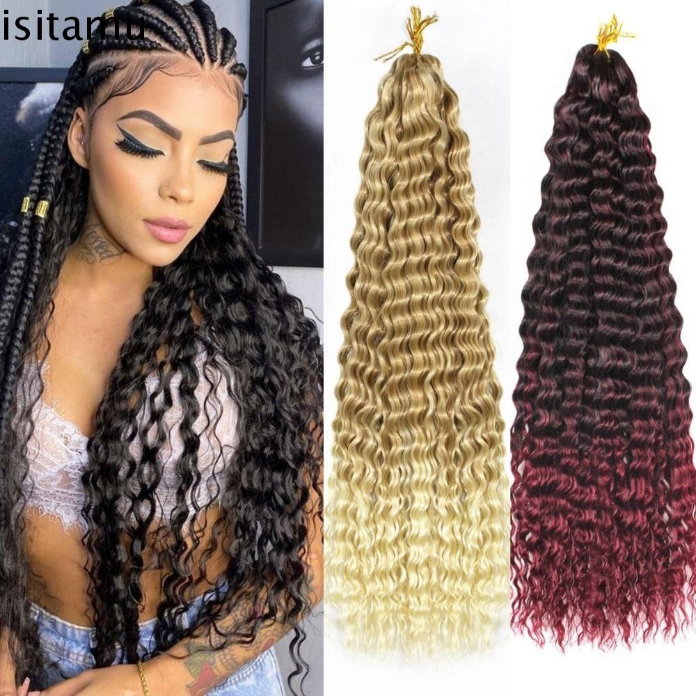 ISITAFT Deep Twist Crochet Wig - Water Wave Afro Curls, Synthetic Hair ...