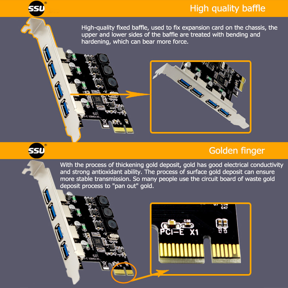 [explosion1.th] U3v04s+ 4 พอร์ต USB 3.0 PCIe การ์ดขยาย PCI Express USB ...