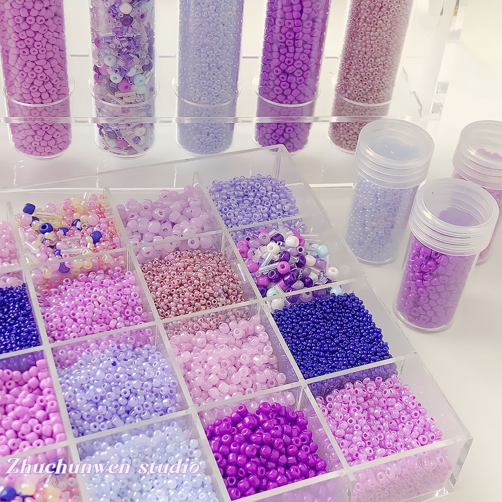 [ลาเวนเดอร์] ลูกปัดข้าวแก้วสีม่วงลูกปัดหลวม DIY สร้อยคอลูกปัดแฮนด์เมด ...
