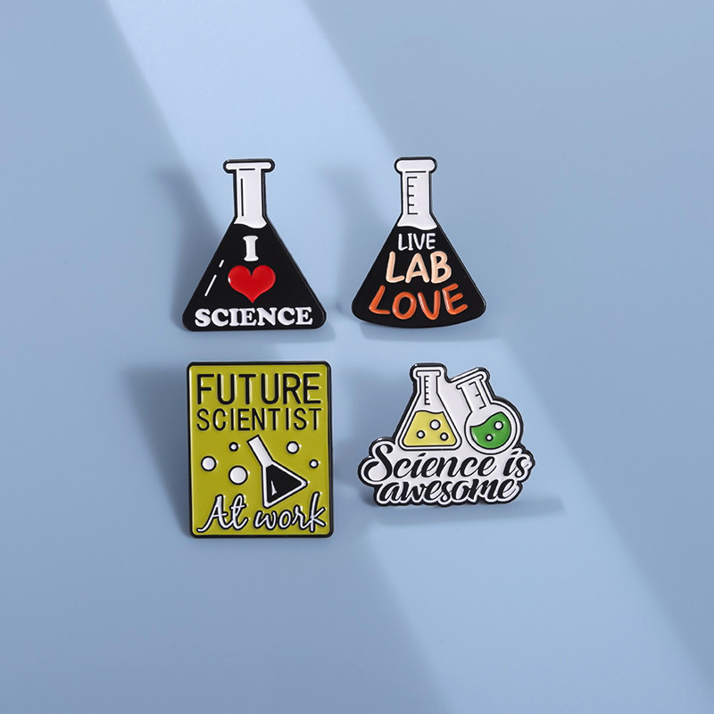 I Love วิทยาศาสตร์เข็มกลัดเคมี Pin Science Lab Conical Flask Pins Lapel Badges เข็มกลัดของขวัญ ...