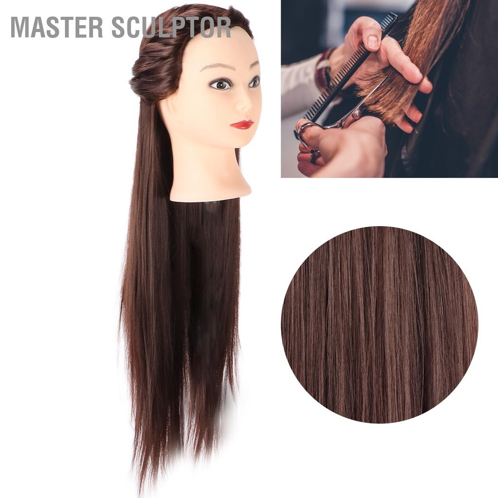Master Sculptor ผมหัวหุ่นผมสีน้ำตาลเข้มถักเปียฝึกทำผมหัวนางแบบ (พร้อม ...