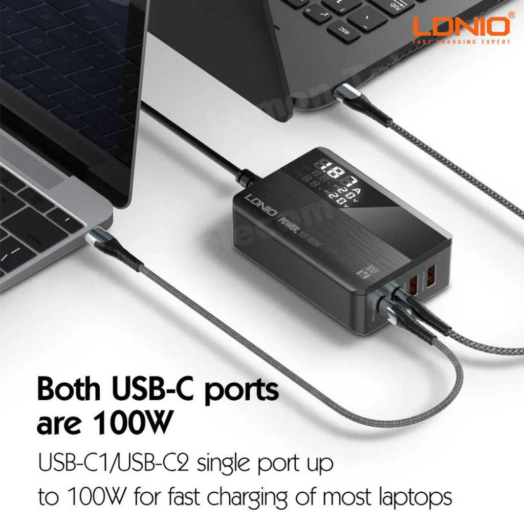 แบตเต็มเร็ว LDNIO Super fast Charger รุ่น A4808Q กำลังไฟ 100W/65W PD หัวชาร์จเร็ว อะแดปเตอร์ ...