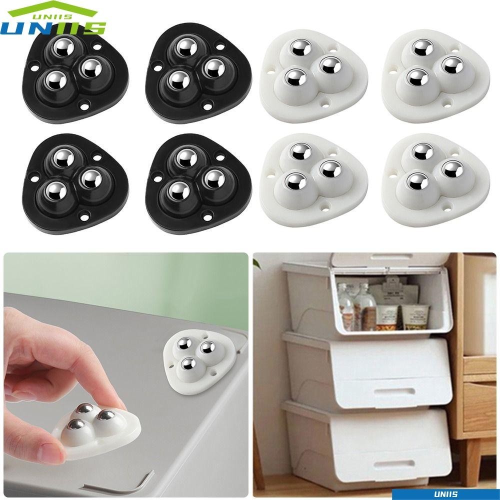 Uniis 4 ชิ้นกาว Universal ล้อกล่องเก็บ 3 ลูกปัด Mini หมุนล้อ Universal ล้อสแตนเลสลูกปัดกล่อง ...