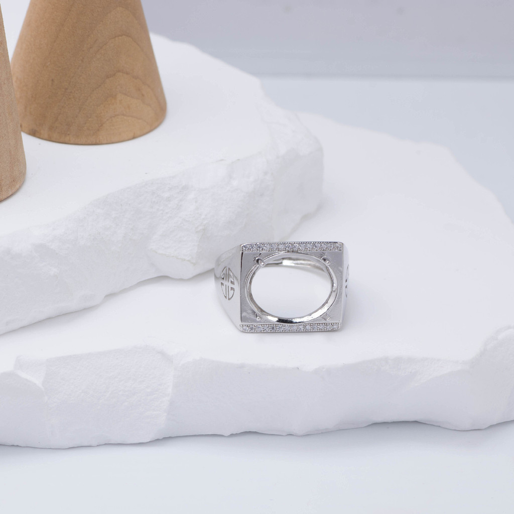 การตั้งค่าเงินสเตอร์ลิง S925 | 12*15.5 11*14แหวนไข่ขนาดใหญ่ที่ว่างเปล่าสนับสนุนฝังอัญมณี jadeite ...