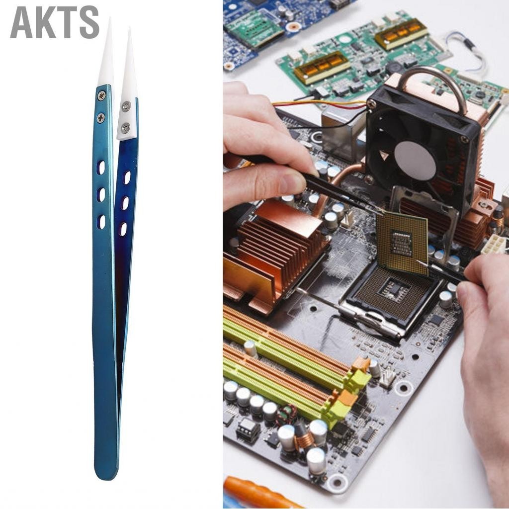 AKTS แหนบปลายแหลมตรง Antimagnetic ป้องกันไฟฟ้าสถิต เครื่องมือ | Shopee ...