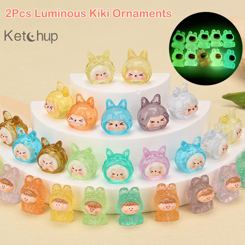 ซอสมะเขือเทศ 2 ชิ้น Mini Luminous Kirby Figurine การ์ตูน Gradient Kiki ...