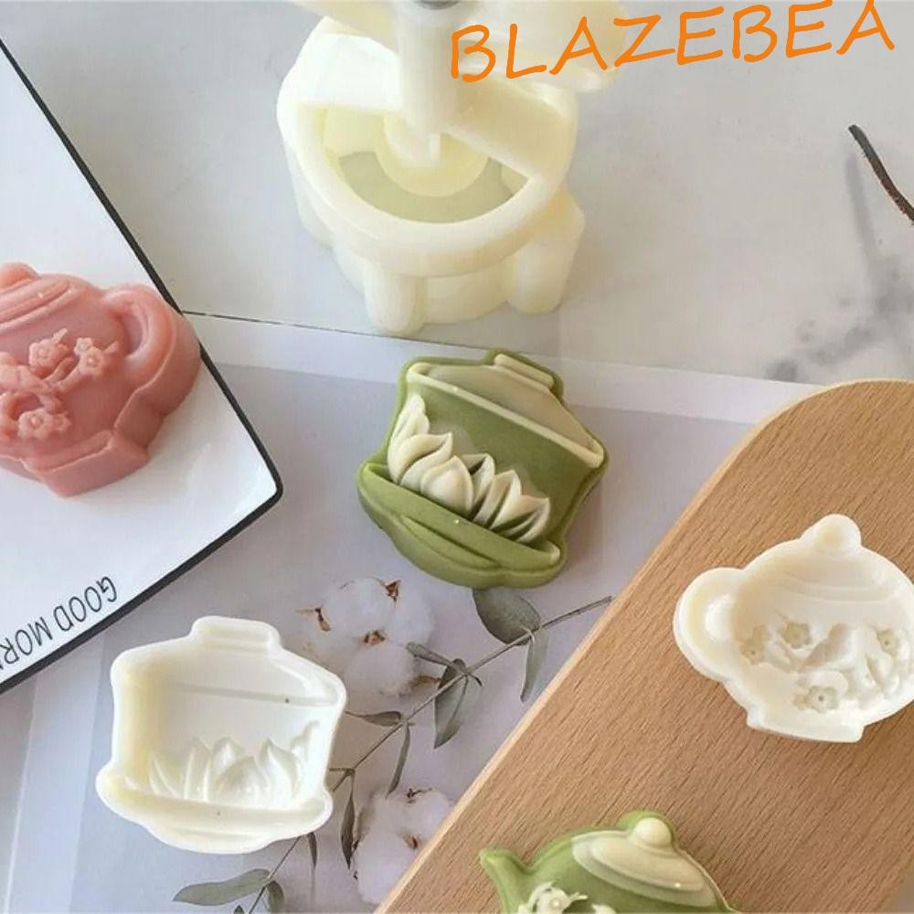 Blazebea Mooncake แม่พิมพ์, 75g พลาสติกมือกด Mould, DIY Pastry เครื่องมือกาน้ําชารูปร่าง 3D รูป ...