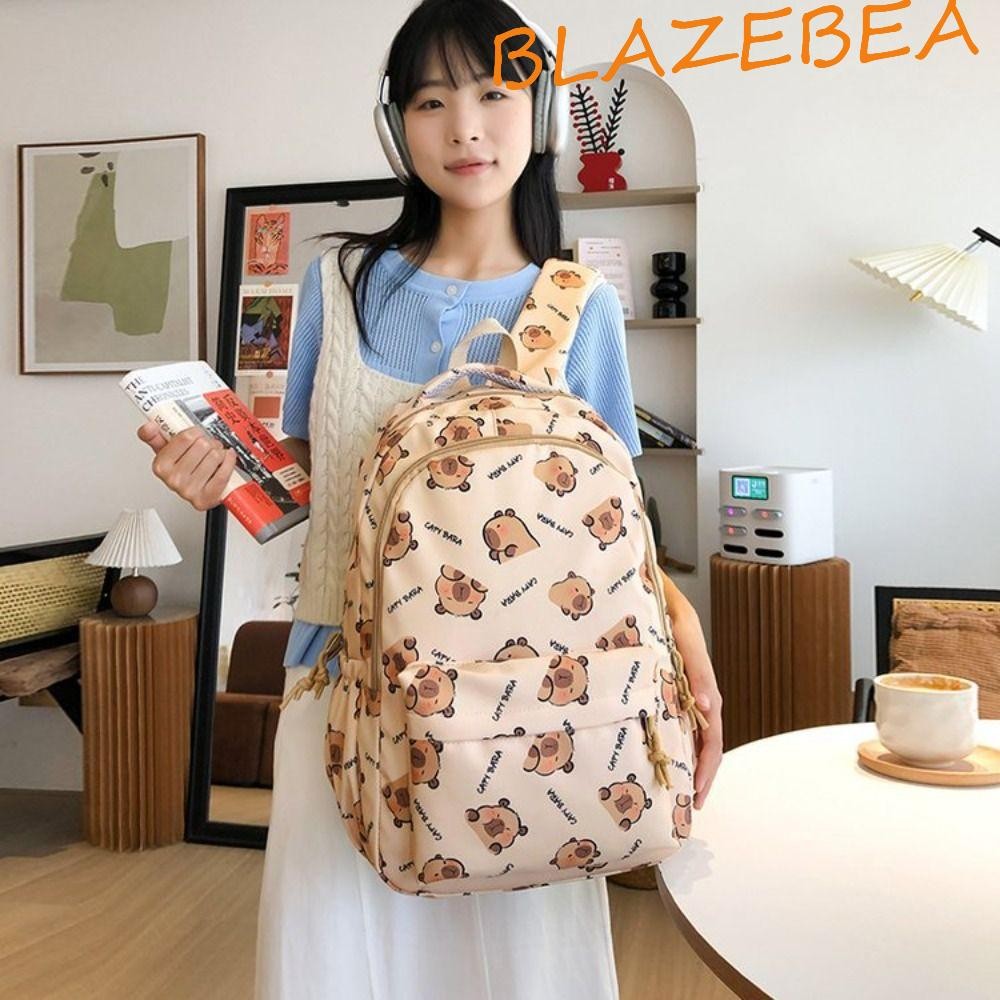 Blazebea กระเป๋าเป้สะพายหลัง Capybara กระเป๋าสะพาย Capibara ความจุขนาดใหญ่น่ารักสไตล์เกาหลีซิป ...