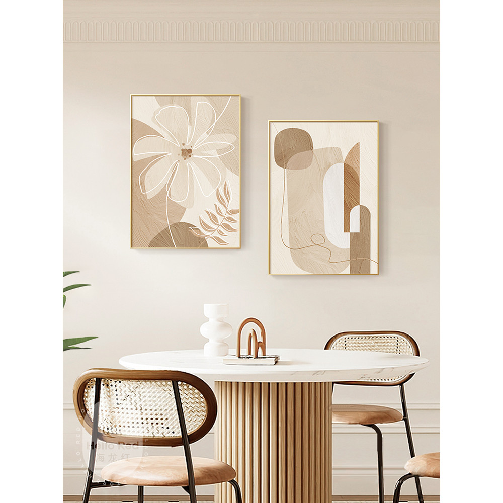 (พร้อมกรอบ) Nordic Morandi Beige ดอกไม้บทคัดย่อภาพวาดผ้าใบพิมพ์ภาพ ...