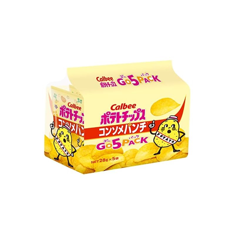 《JAPAN》★Calbee Potato Chips Consomme Punch Go 5 Pack 140g x 8 Bags ...