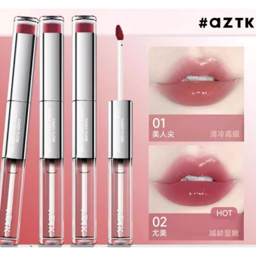 AZTK# AZTK Two-In-One Double-Head Lip Gloss Mirror Matte Color ...