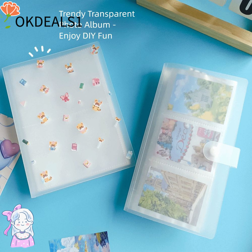 DEALSHOP PP เก็บหนังสือ, อัลบั้มภาพโปร่งใสหลายกระเป๋า 3 นิ้ว, แบบพกพา DIY INS Frosted ...