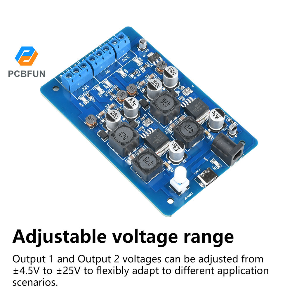 Pcbfun DC-DC 5V 2A ถึง 3.3V/4.5-25V เอาต์พุตปรับ Boost และ Buck โมดูล Xl6019 โมดูล Type-C ...