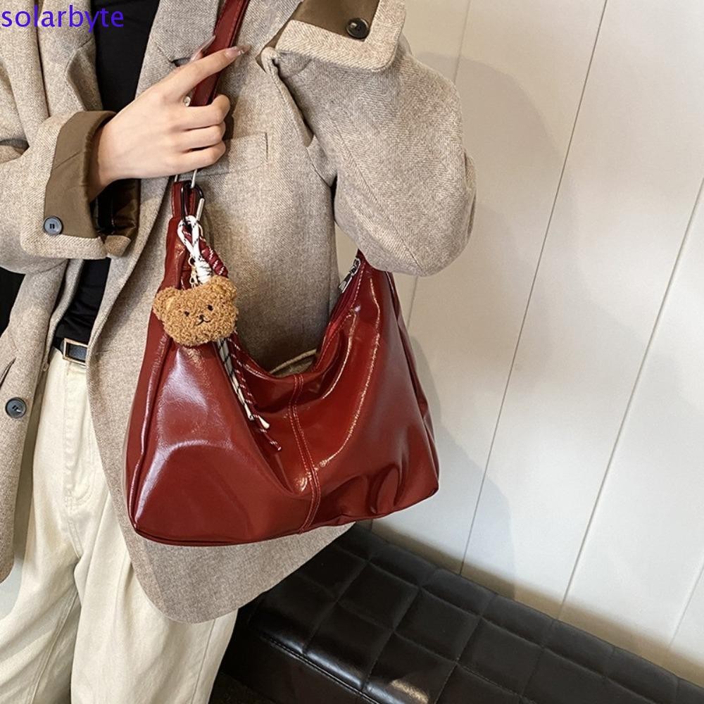 SOLARBYTE Hobo Bag กระเป๋าสะพายหนังPU ดีไซน์วินเทจสไตล์เกาหลี เหมาะสำหรับใช้งานทุกวัน | Shopee ...
