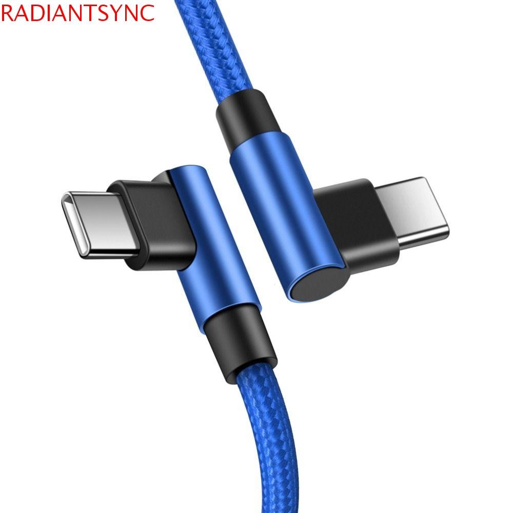 RADIANTSYNC ประเภท C สายไฟชายกับชายโทรศัพท์มือถือ PD 60W 90 องศา 0.25 m/1 m/2 m/3 m 1 PC USB ...