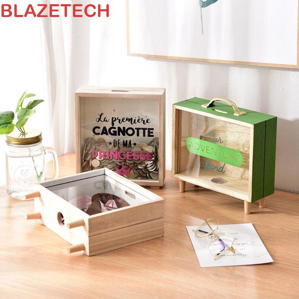 BLAZETECH กล่องเก็บของจิปาถะเดสก์ท็อปตกแต่งสแควร์ Nordic ความจุขนาดใหญ่ไม้กล่องเงินเด็ก | Shopee ...
