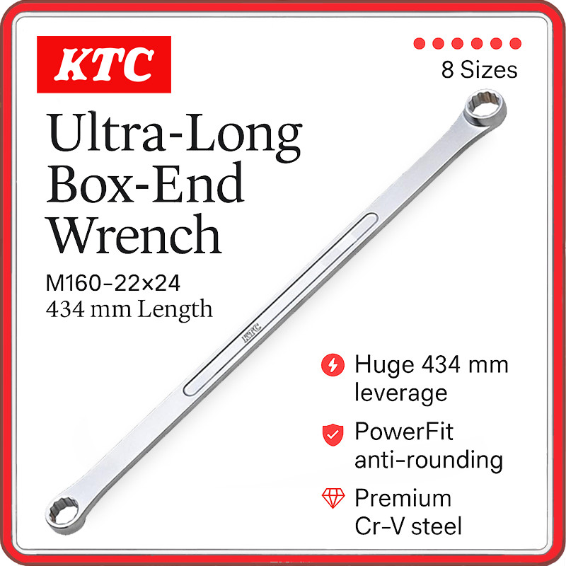 KTC Japan M160 Ultra-Long Double Box-End Wrench | Metric Sizes 8×10mm ...