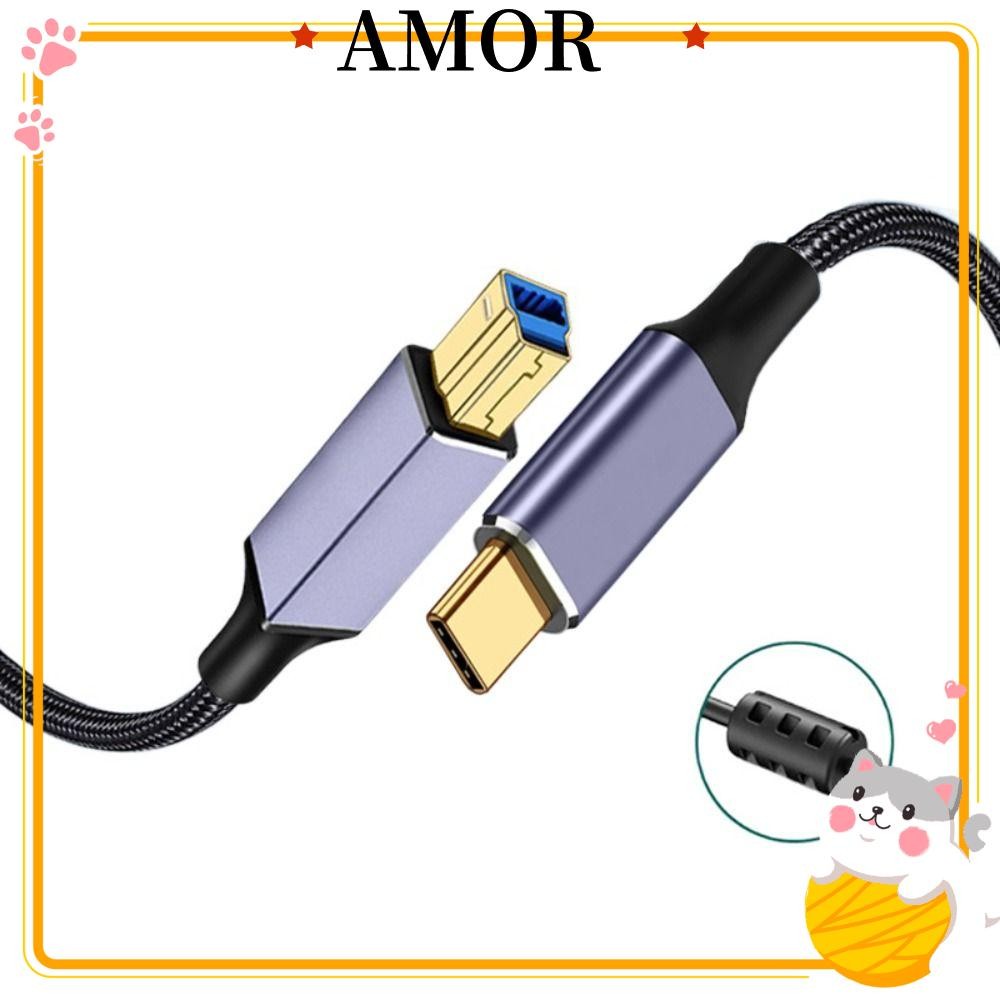 AMOR สาย USB C ถึง USB B 3.0, ชายกับชายถักไนลอน Type-C สายเครื่องพิมพ์ ...