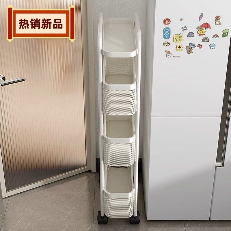 ห้องครัว Gap Rack ชั้น Multi-Layer ตู้เย็นด้านข้างรถเข็น Ultra-Narrow ...