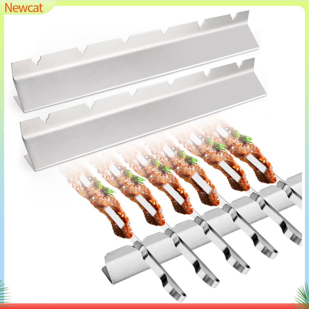 {Newcat} Bbq Skewers Stands Kebab Rack สแตนเลส 6 ช่อง Bbq Skewers ชุด ...