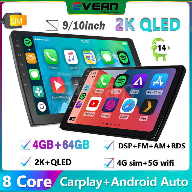 [หน้าจอ Android 14 QLED 2K ]Evean 4G+64G Octa Core 2K Car Android ...