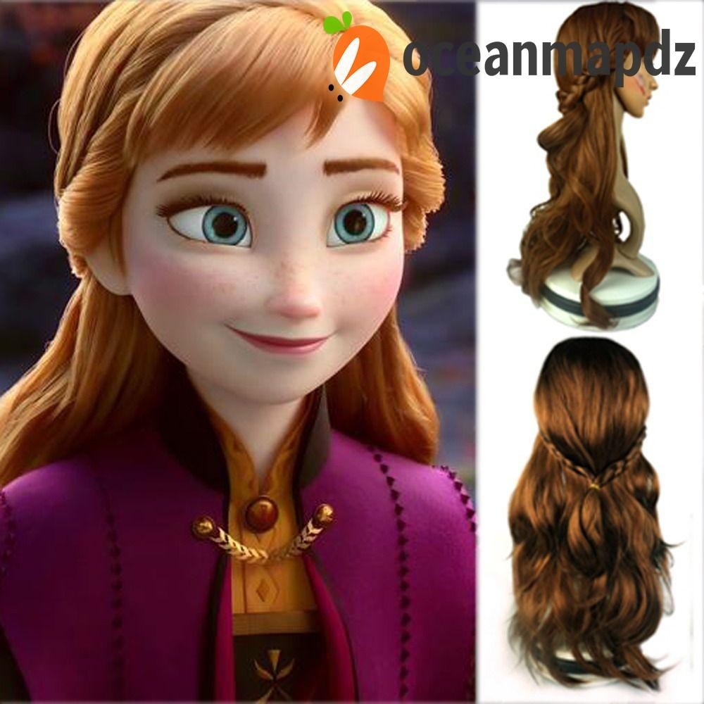 Oceanmapdz Anna Princess วิกผม, Frozen2 สีน้ําตาลฮาโลวีนคอสเพลย์ ...