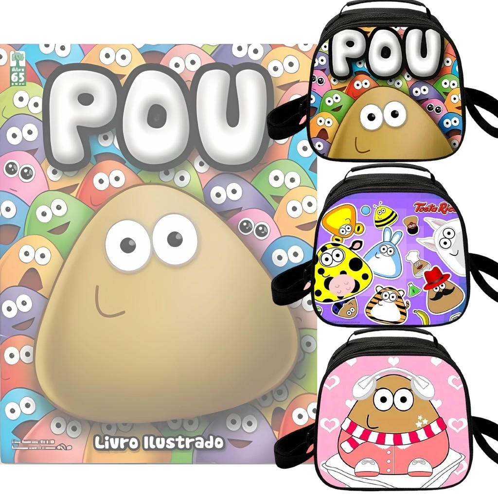 Pou การ์ตูนถุงอาหารกลางวัน kawaii แบบพกพา bento กระเป๋าหนาอลูมิเนียมฟอ ...