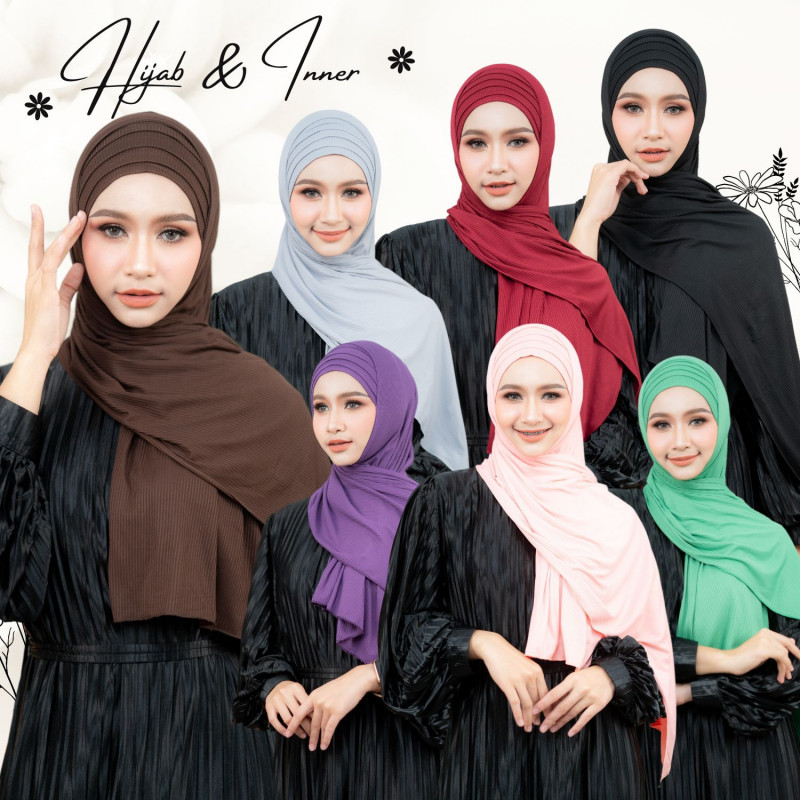 ผ้าพันฮิญาบสวมสำเร็จ พร้อมอินเนอร์ ดีเทลตีเกร็ด เนื้อผ้าร่องสวมใส่ง่าย ใส่สบาย HM44วาริสมุสลิม ...