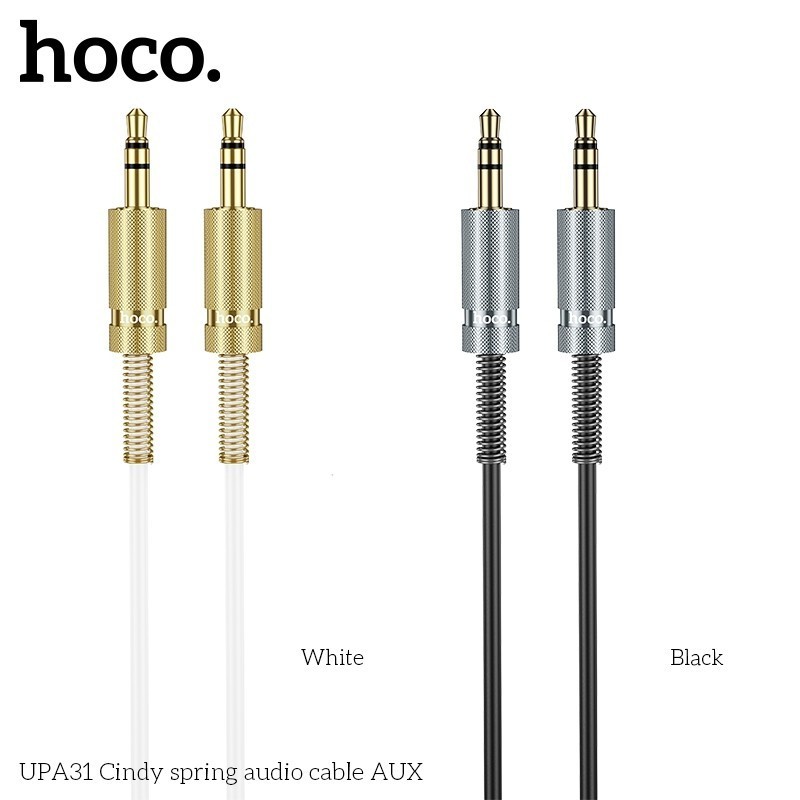 Hoco UPA31 สายแปลง AUX 3.5 to 3.5 mm. ยืดได้สุด 3 เมตร สายขดสปริง 66 ซม ...