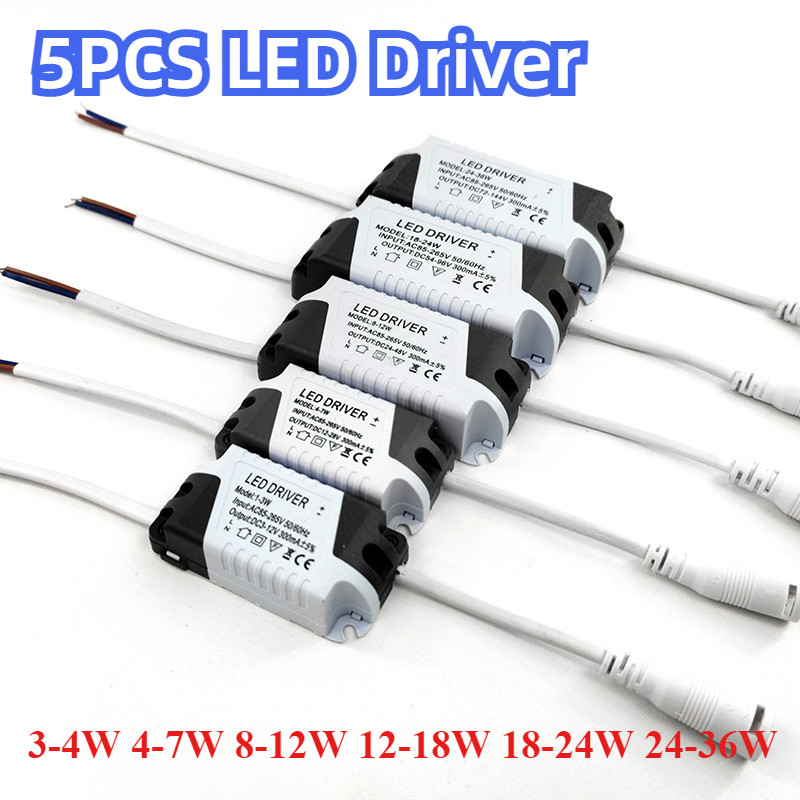 5pcs AC-DC LED ไดรฟ์ AC 85-265V 1-3W 24-36W 18-24W 12-18W 4-7W 8-12W ...
