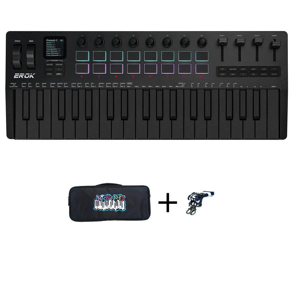 (TH 24H Shipping) EROK MKE-P37 37 คีย์ MIDI คีย์บอร์ด 16 RGB Backlit ...