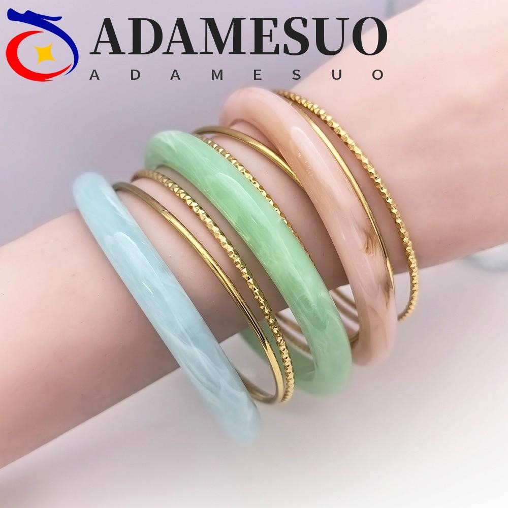 ADAMESUO ชุดกำไลและแหวน 3 ชิ้น แบบอะคริลิกและสแตนเลส สไตล์โบฮีเมียนและเรโทร | Shopee Thailand