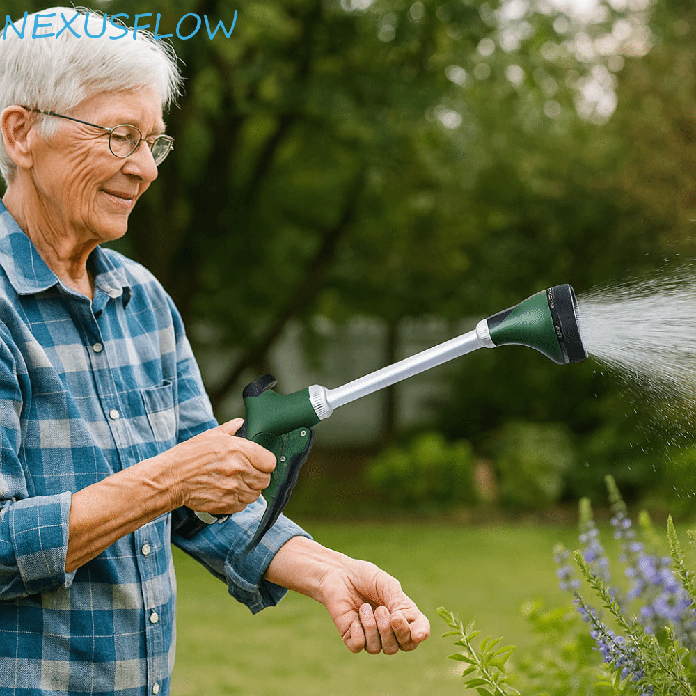 NEXUSFLOW Garden Hose Spray Showerhead, Long Handle 5 รูปแบบสเปรย์หัวฉีดสเปรย์ปรับได้, ด้ามจับ ...