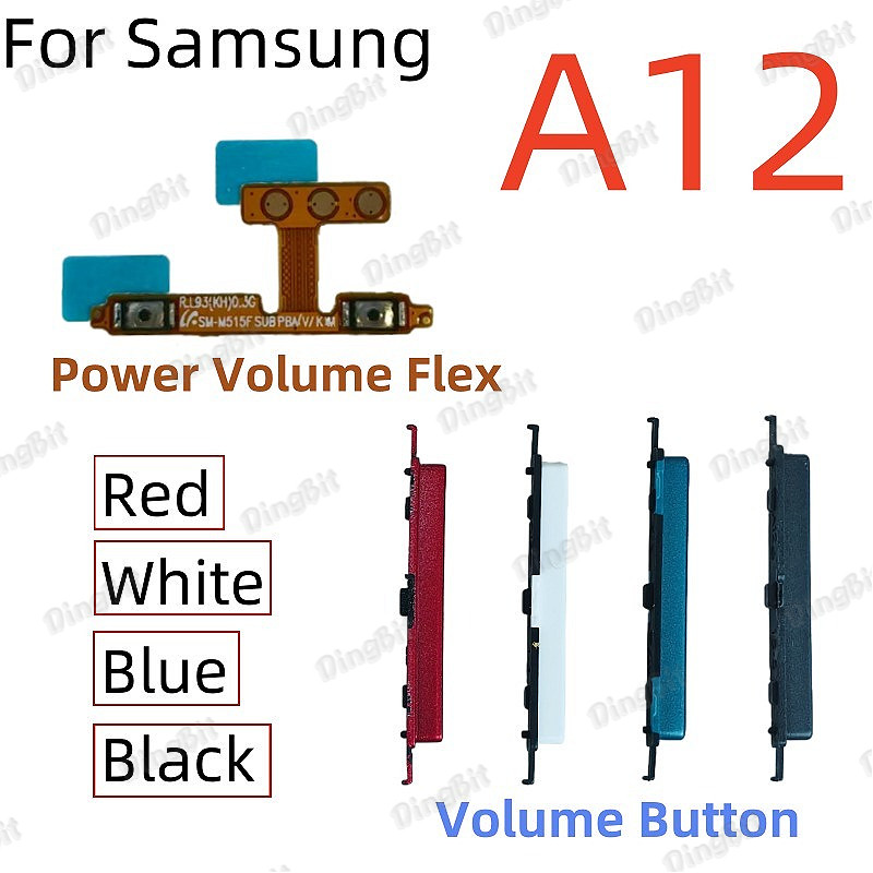 สําหรับ Samsung Galaxy A12 A125 ระดับเสียงด้านข้างปุ่ม Flex Cable Keys ...