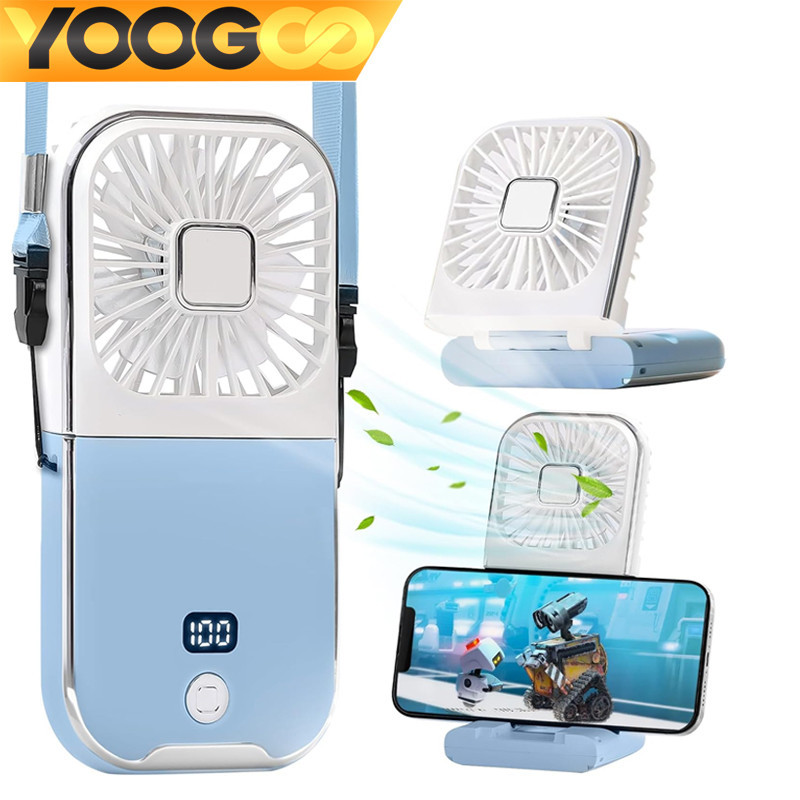 YOOGOO พัดลมพกพา พัดลมห้อยคอ 5000mAh ปรับได้ 3สามารถชาร์จโทรศัพท์มือถือ ...