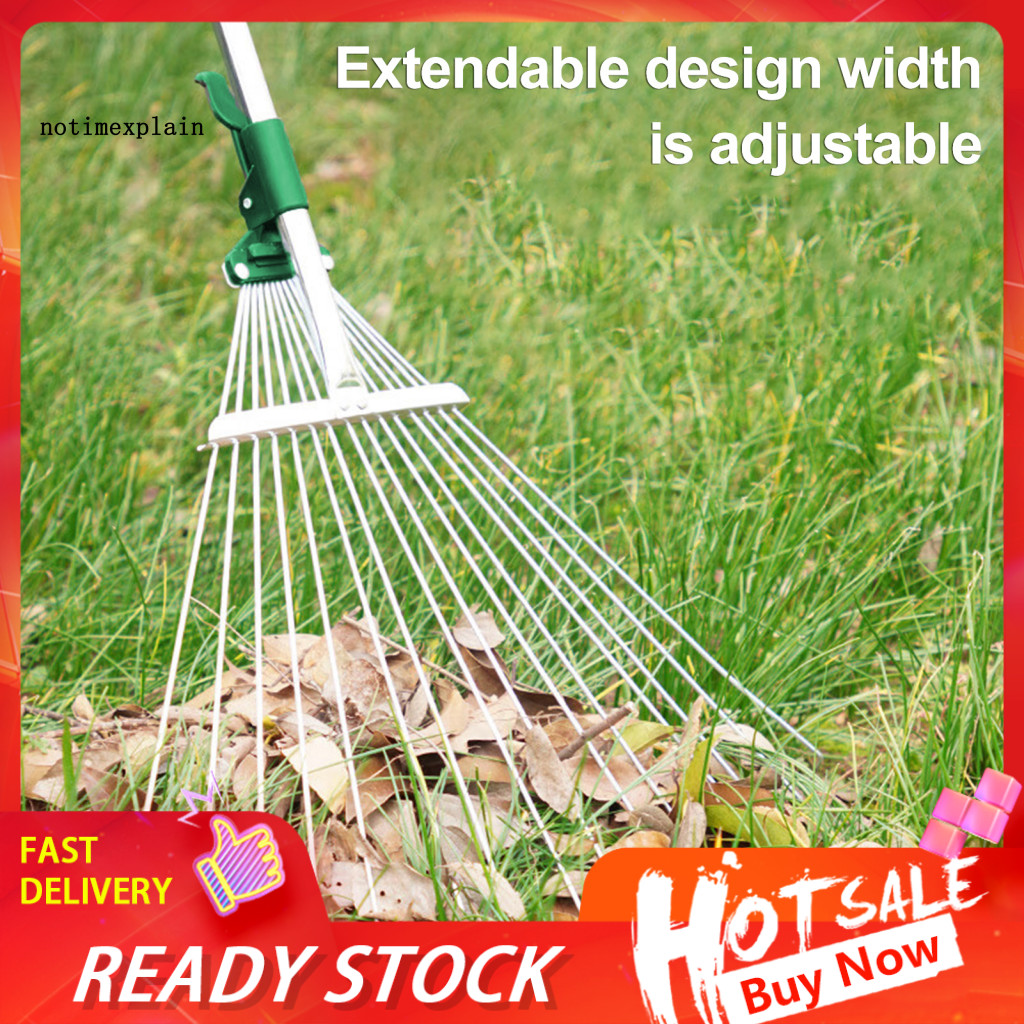 Nta ยืดหยุ่น Tines Rake กว้างหัว Leaf Rake ปรับ Telescopic Leaf Rake ...