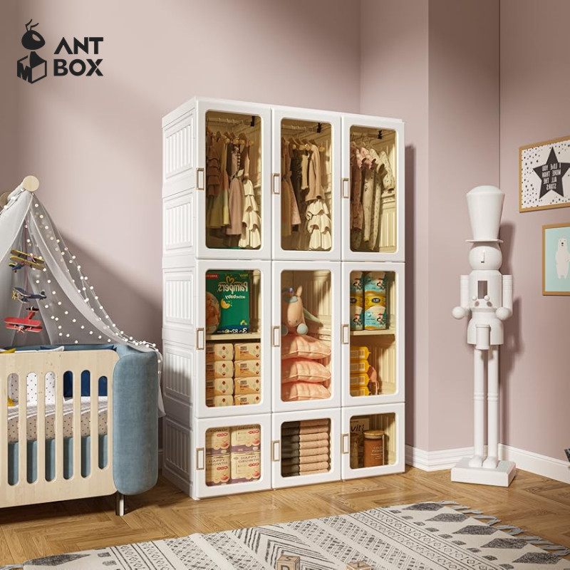 ANTBOX [พร้อมส่ง!! ] ตู้เสื้อผ้า 15 ช่อง 3 แขวน 890L ประตูใสโปร่งแสงมอง ...