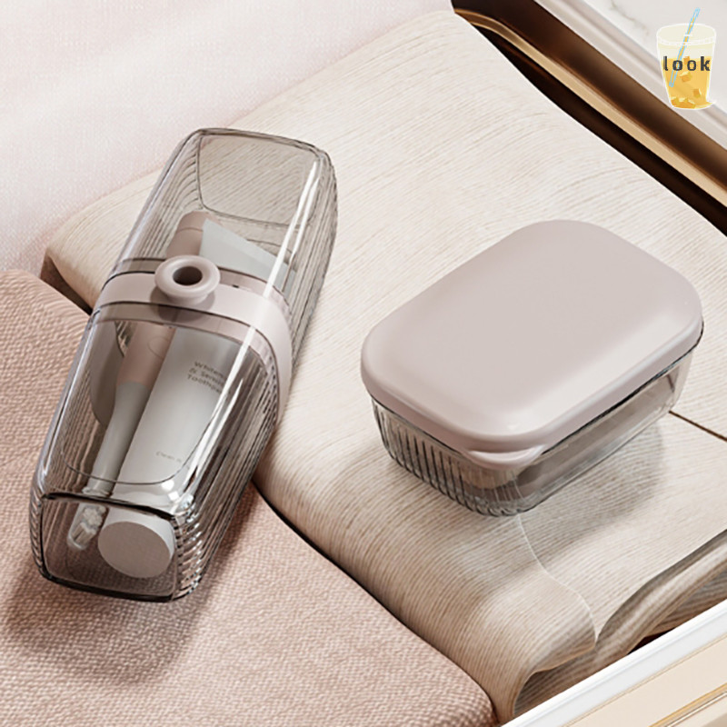 [LO] แปรงสีฟันแบบพกพา Travel Cover Cup ห้องน้ําผู้ถือยาสีฟันกรณี Travel Camping Organizer Kit ...