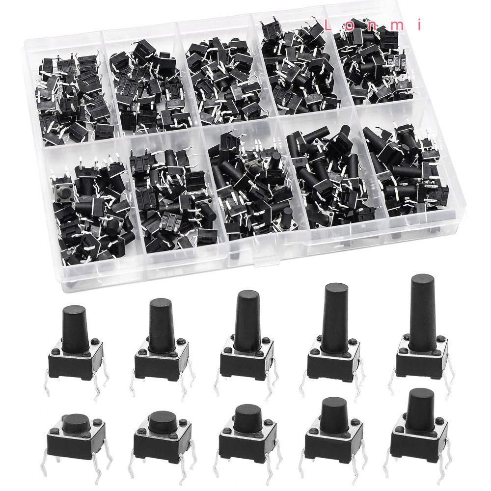 Lonmi 200 ชิ้นปุ่มกดสัมผัส, 4 ขา 6x6 มม. Micro Momentary Switch, ปฏิบัติ Mini Pushbutton ...