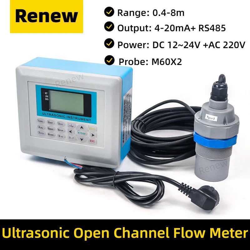 Ultrasonic Open Channel Flowmeter Rectangular Weir Current Speed Flow And Level Sensor Liquid ...