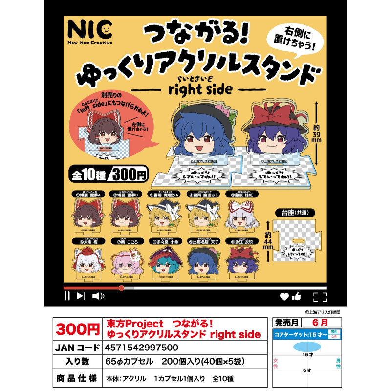 [BTF] Ready Stock Japan NIC Capsule Toy Touhou Project Connection ขาตั้งอะคริลิค ขวา Morisha ...