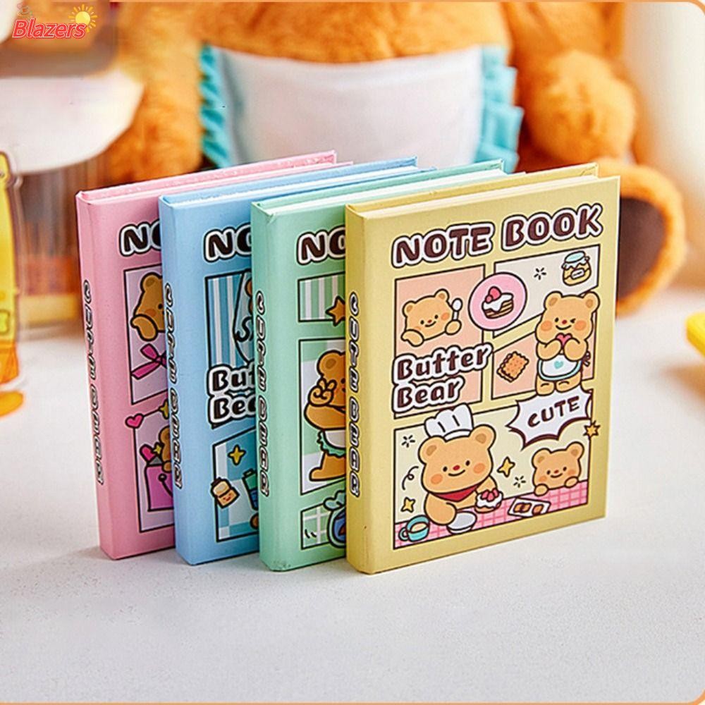 BLAZERS Butter Bear A7 Notebook, Mini Hardface Pocket Notebook, การ์ตูนแบบพกพา Butter Bear ...
